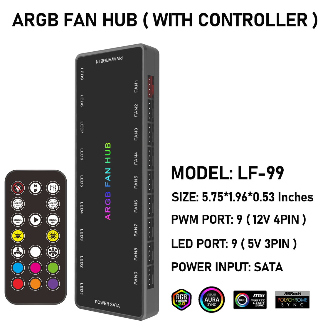 ARGB PWM Fan Hub, Addressable 5V 3PIN ARGB 12V 4Pin PWM 2-in-1 RGB Cas ...